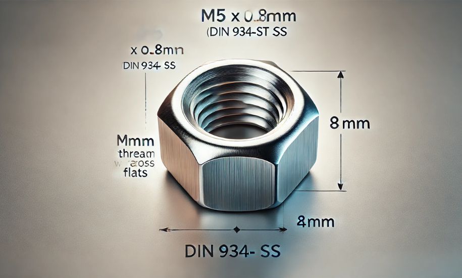 Nut M5 x 0.8mm Metric Hex DIN 934-ST SS - Mating Press